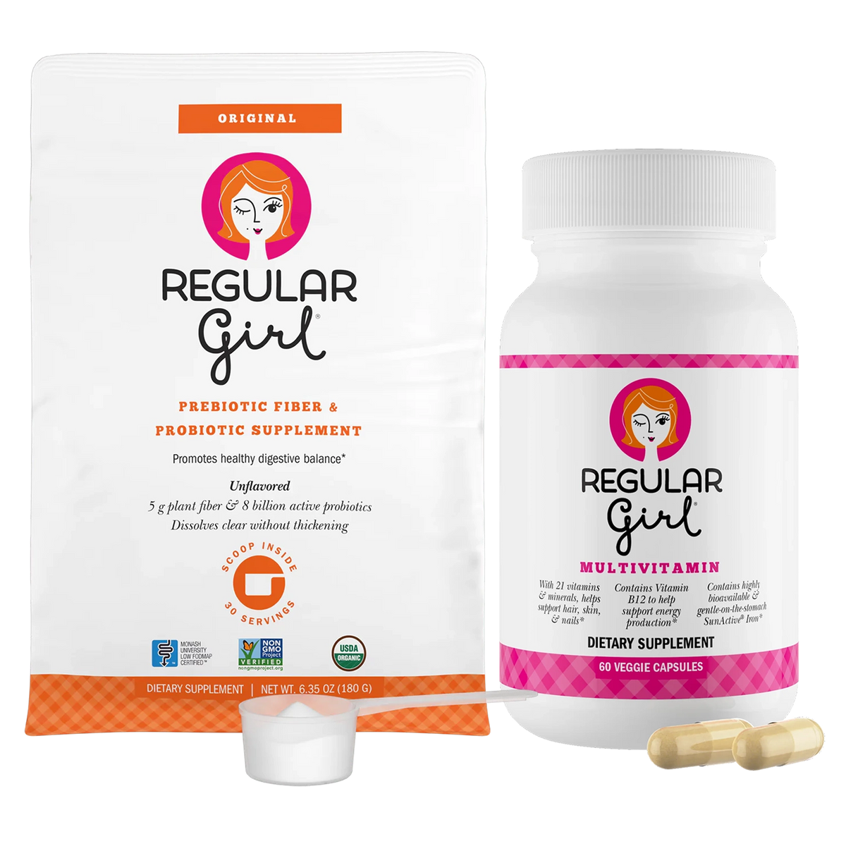 Regular Girl 30-Day Fiber Supplement and Multivitamin for Women